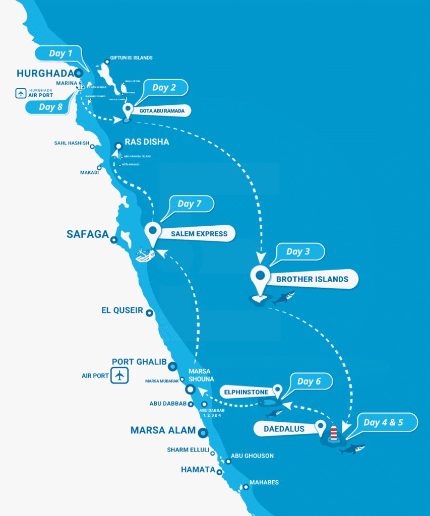 Liveaboard Routes - Egypt Liveaboard - Red Sea Diving Safari
